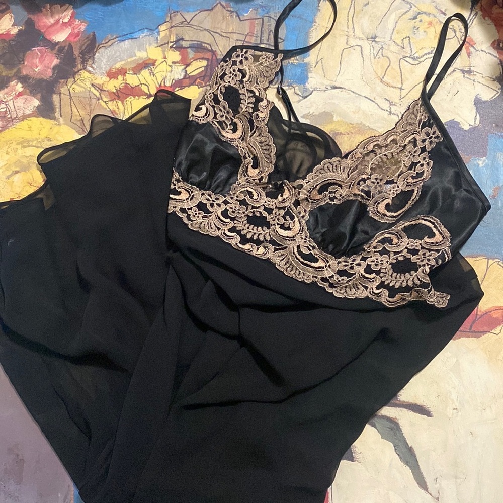 Vintage Long Sheer Lingerie Slip Dress - Gem